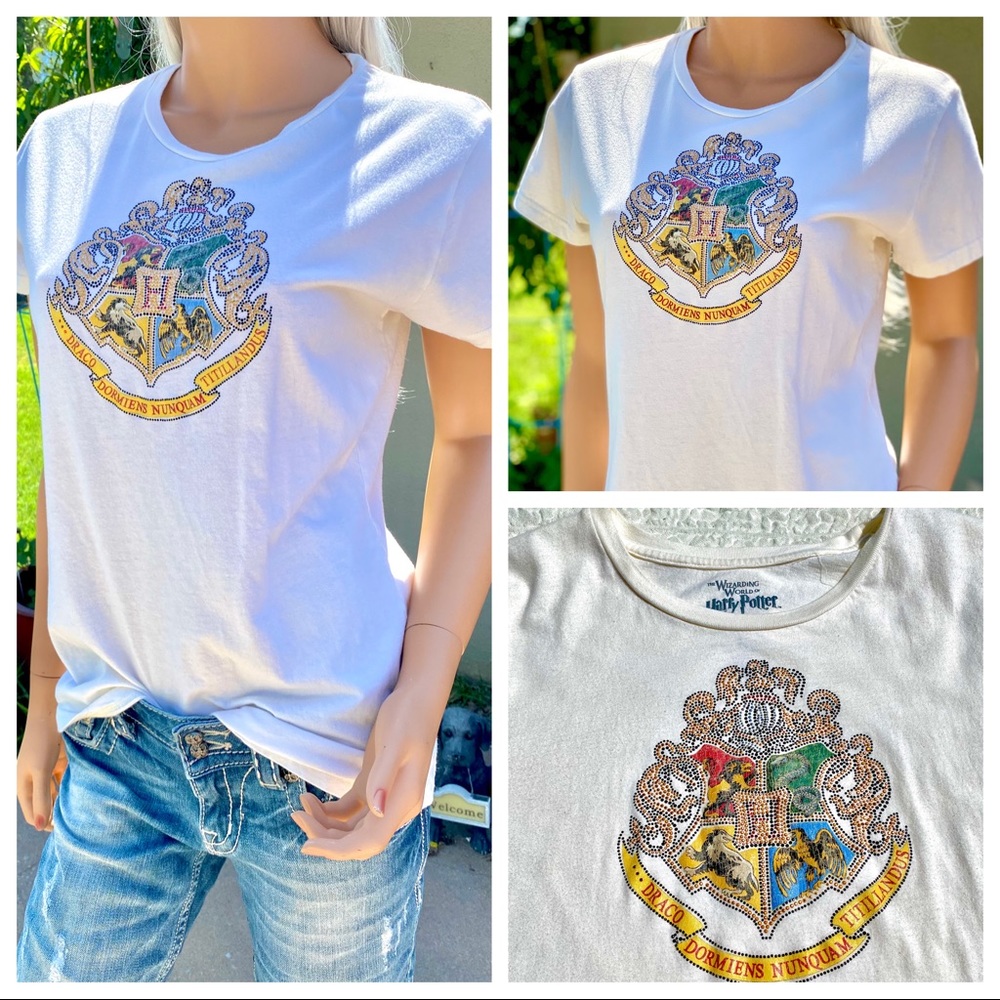 Vtg Harry Potter Hogwarts Draco Bling Crest T-Shirt - Gem